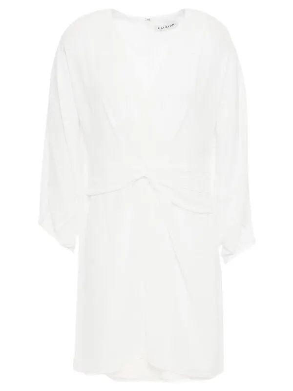 Halston Cape-effect Twist-front Mini Dress - White