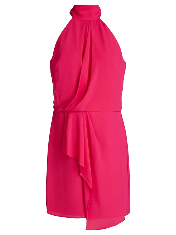 Halston Harlow Draped Mini Dress - Fuchsia