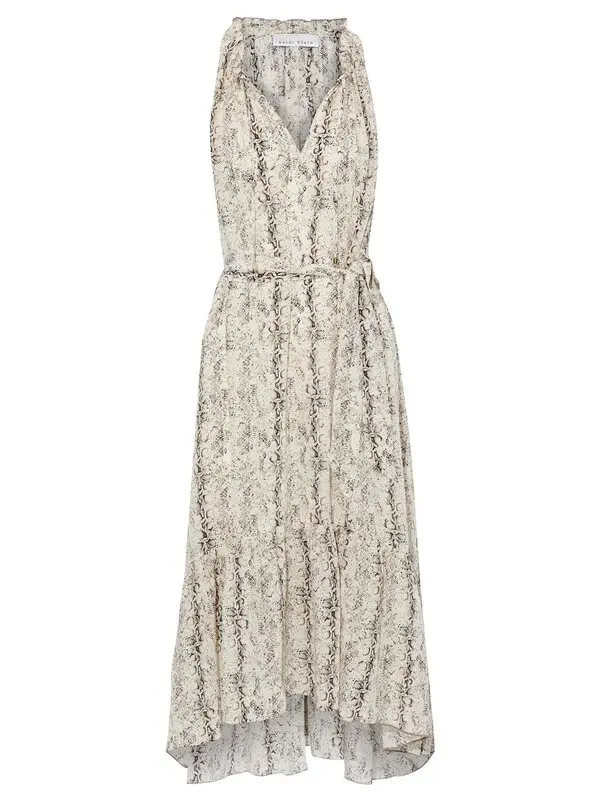 Heidi Klein Belted Snakeprint Silk Crepe De Chine Midi Dress - Animal Print