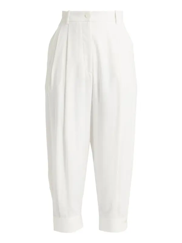 Emilio Pucci Cropped Pleated Crepe De Chine Tapered Trousers - White