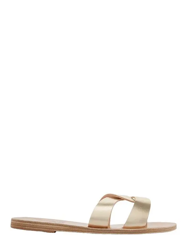 ANCIENT GREEK SANDALS Desmos Cutout Metallic Leather Slides - Gold