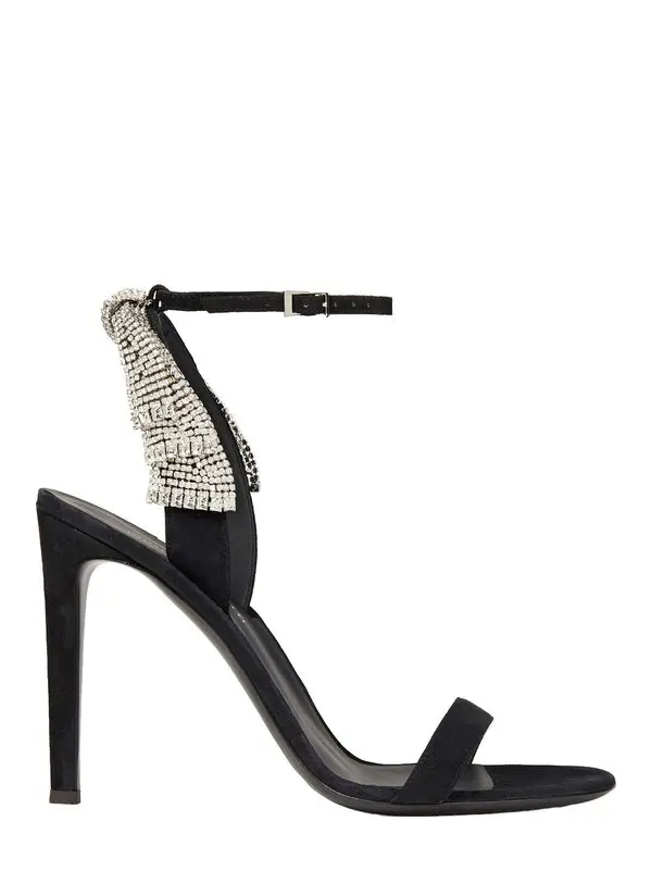 GIUSEPPE ZANOTTI Crystal-embellished Suede Sandals - Black