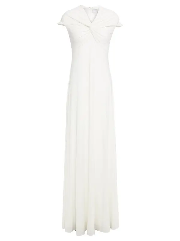 Halston Scarlet Twist-front Stretch-jersey Gown - Off-white