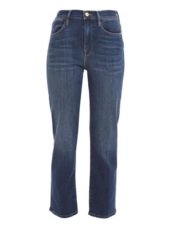 FRAME Le High Straight Cropped Jeans - Dark Denim