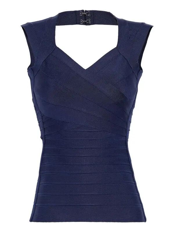 Herve Leger Cutout Bandage Top - Midnight Blue