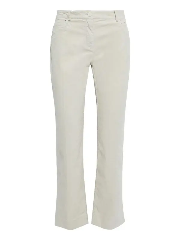 Theory Cropped Cotton-blend Corduroy Straight-leg Pants - Cream