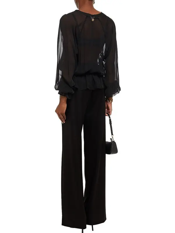 Roberto Cavalli Embellished Silk-chiffon Blouse - Black