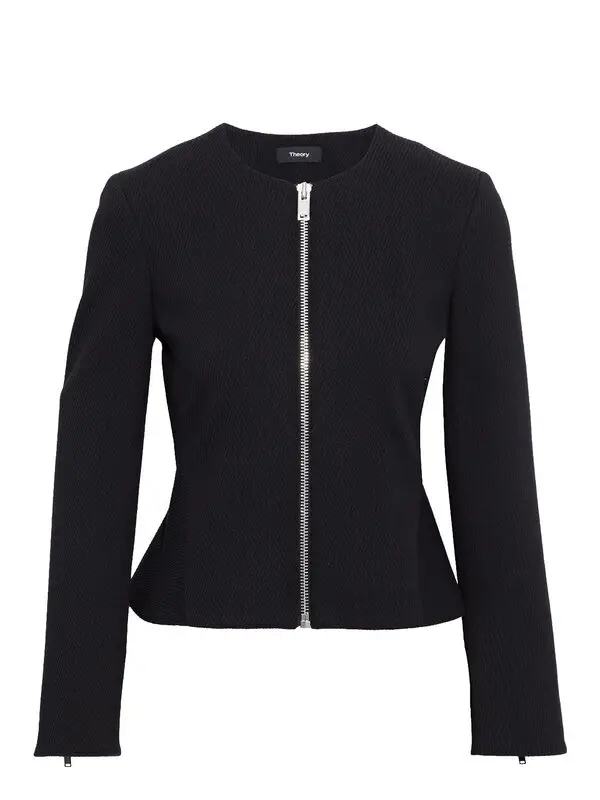 Theory Ribbed Cotton-blend Peplum Jacket - Black