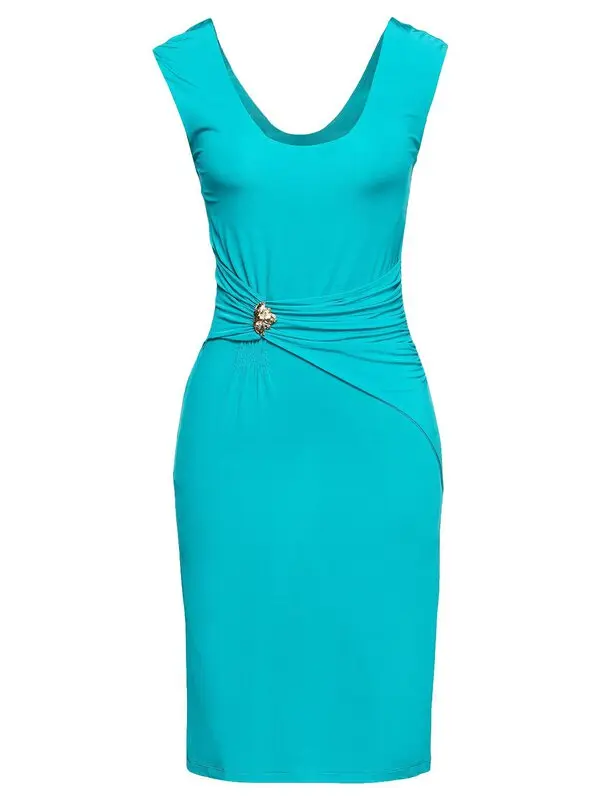 Roberto Cavalli Appliquéd Ruched Stretch-jersey Dress - Teal