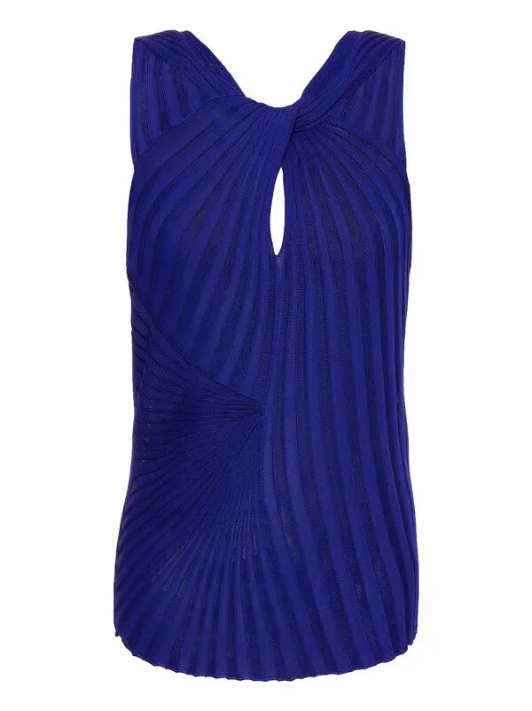 Roberto Cavalli Twist-front Ribbed Knit Top - Indigo