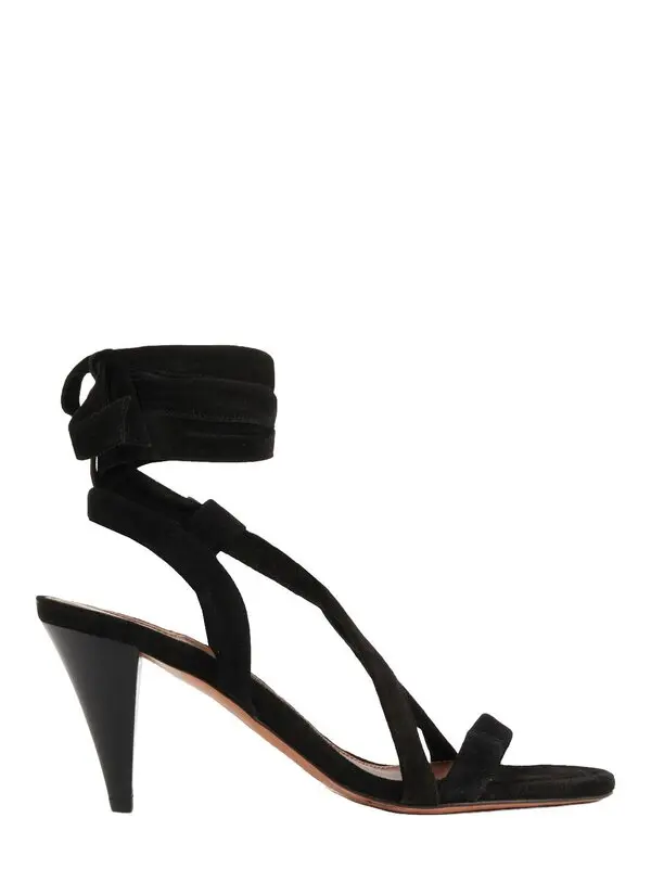 Ba&sh Cidney Suede Cone Heel Sandals - Black