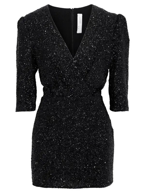 IRO PARIS Sequined Wrap-effect Mini Dress - Black