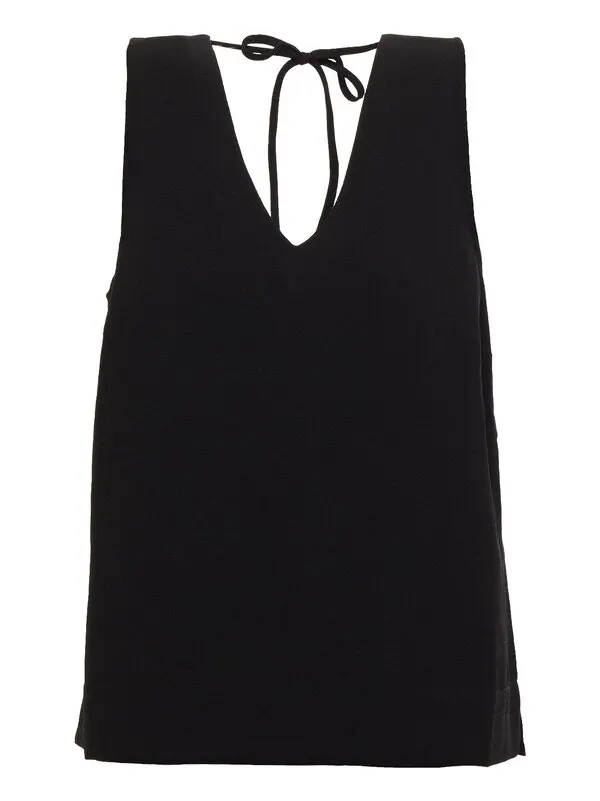 GANNI Tieback Crepe Top - Black