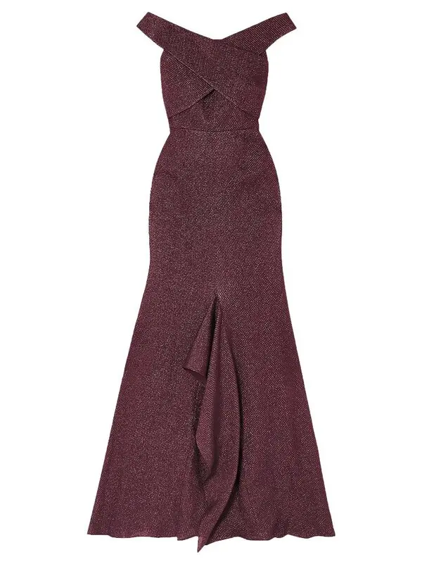Roland Mouret Ray Off-the-shoulder Gown - Grape