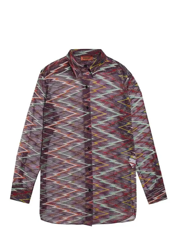Missoni Metallic Crochet-knit Shirt - Purple
