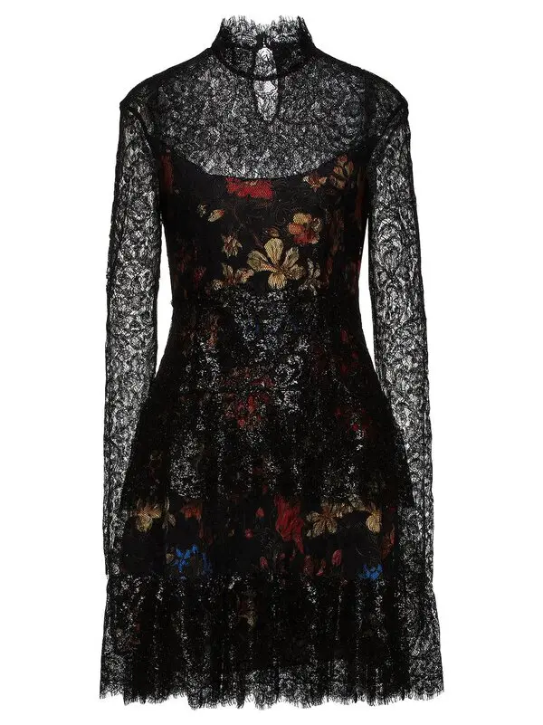 Etro Paneled Metallic Corded Lace Dress - Black