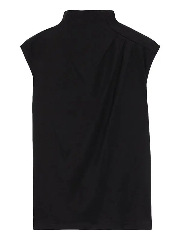 Iris & Ink Fabienne Pleated Organic Cotton Jersey Top - Black