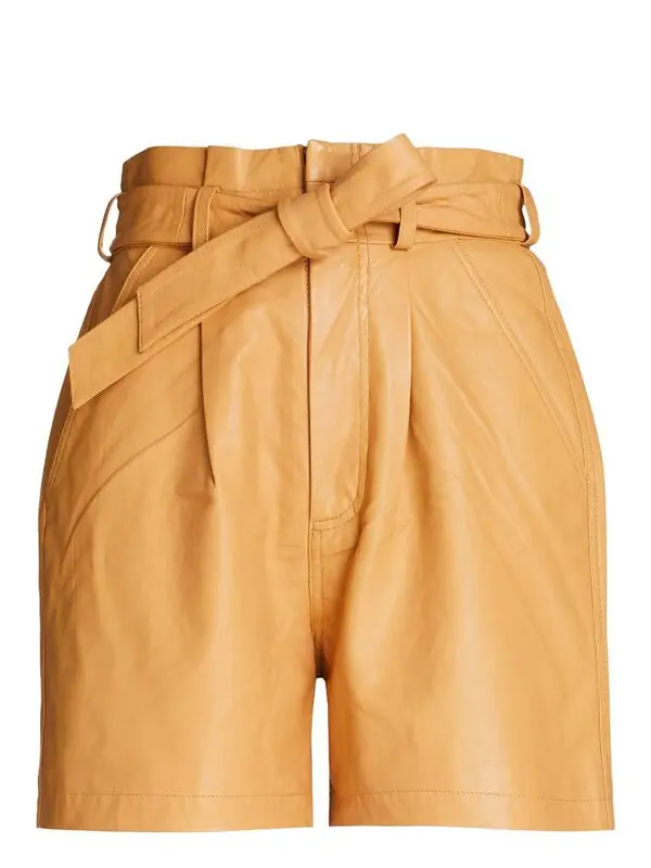Walter Baker Velda Leather Shorts - Camel