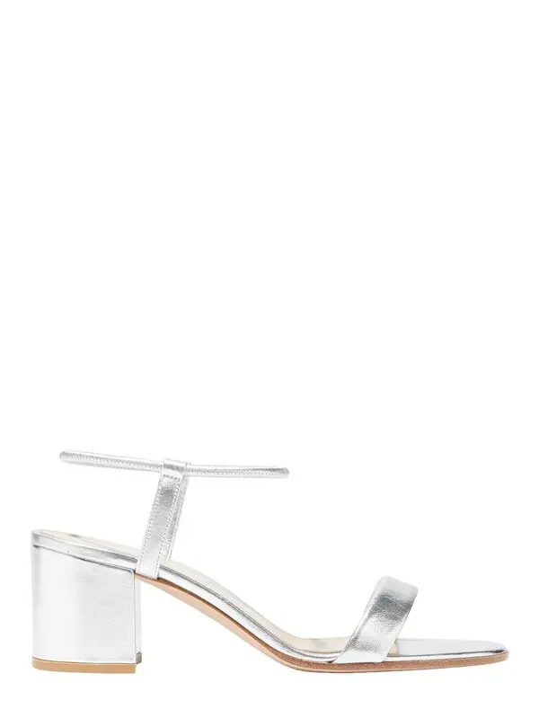 GIANVITO ROSSI Nikki 60 Metallic Leather Sandals - Silver