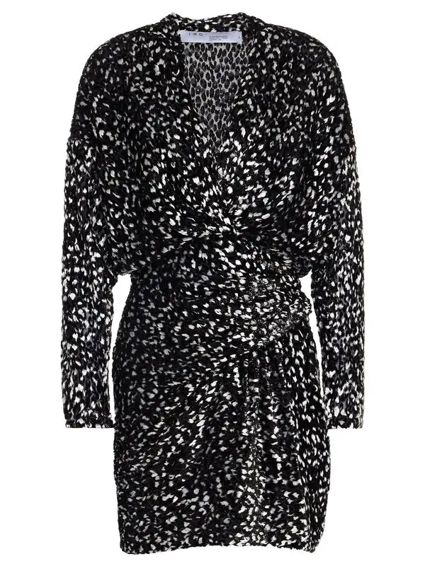 IRO PARIS Mielan Leopard-print Velvet Mini Dress - Charcoal