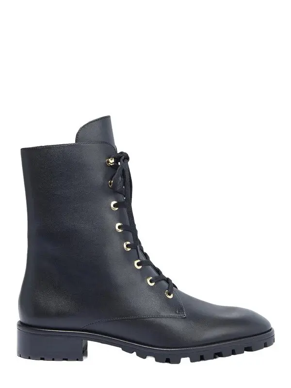 STUART WEITZMAN Laine Leather Combat Boots - Black