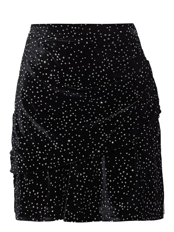 IRO PARIS Joleta Glittered Velvet Mini Skirt - Black