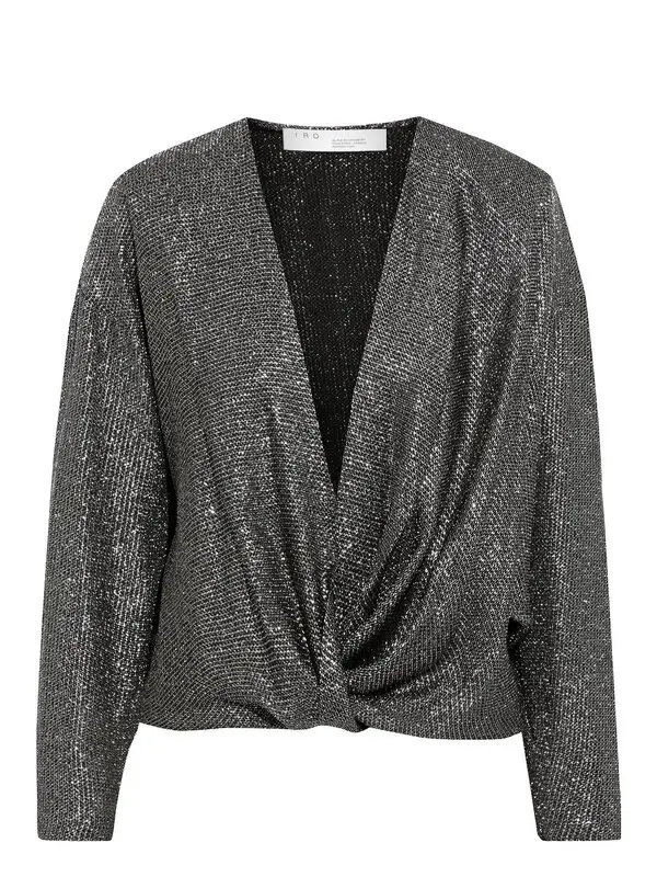IRO PARIS Banjo Wrap-effect Metallic Silk-blend Blouse - Silver