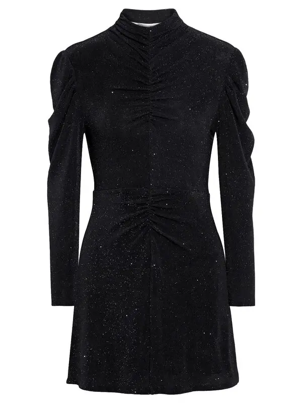IRO PARIS Hasti Ruched Metallic Stretch-knit Mini Dress - Black