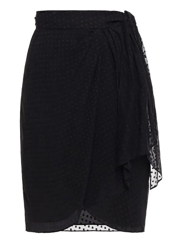 IRO PARIS Fallon Fil Coupé Silk-blend Georgette Wrap Skirt - Black