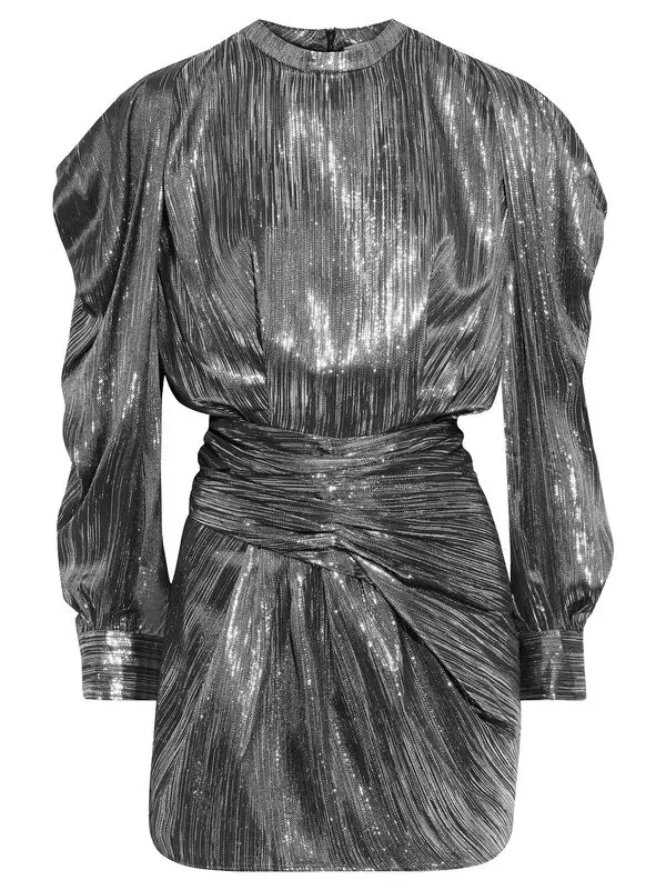 IRO PARIS Odell Ruched Lamé Mini Dress - Silver