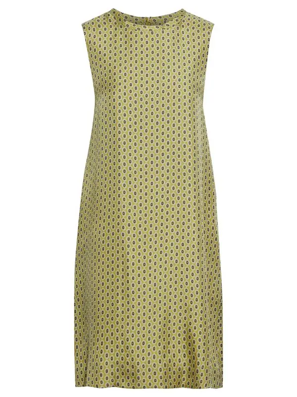 Max Mara Printed Silk-twill Dress With Bow Detail - Sage Green