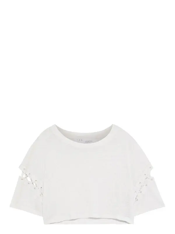 IRO PARIS Savio Cropped Lace-up Top - Off-white