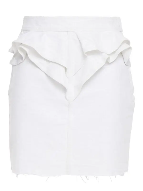IRO PARIS Napola Ruffled Metallic Denim Mini Skirt - White