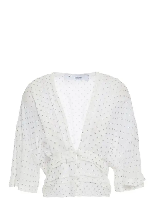 IRO PARIS Jucita Cropped Glittered Silkgeorgette Blouse - White