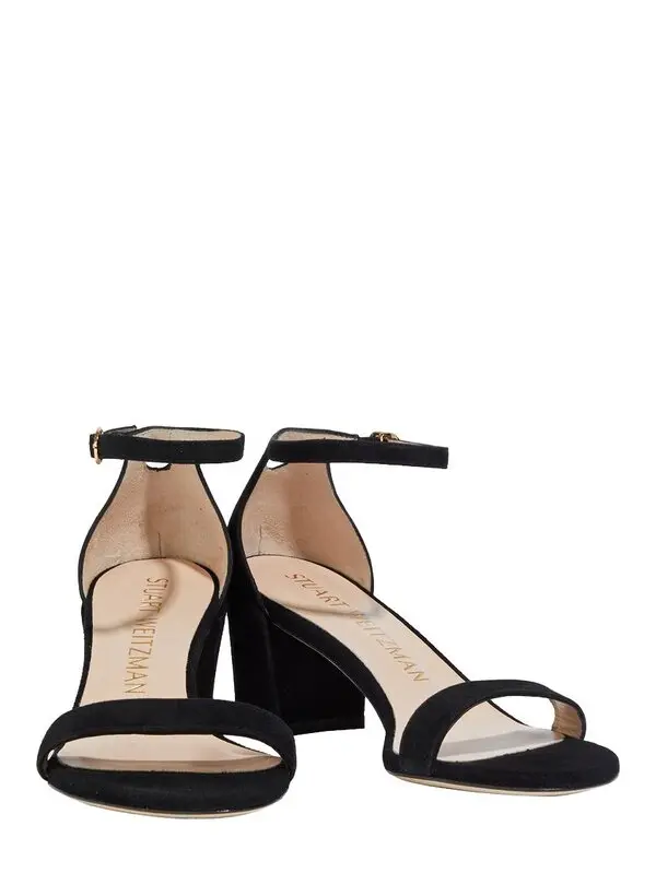 STUART WEITZMAN Suede Sandals With Block Heel And Ankle Strap - Black