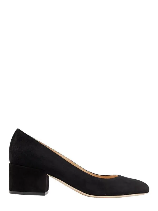 SERGIO ROSSI Royal Suede Block Heel Pumps - Black