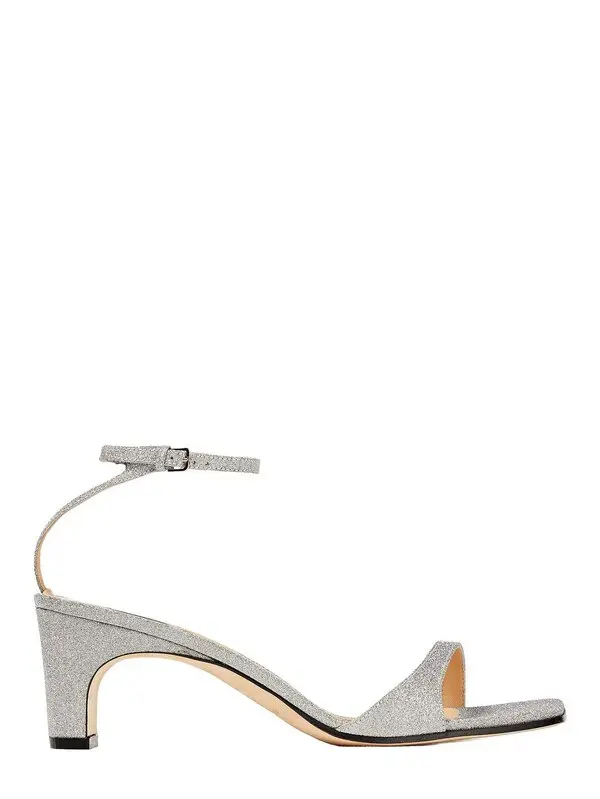 SERGIO ROSSI Glittered Leather Sandals - Silver