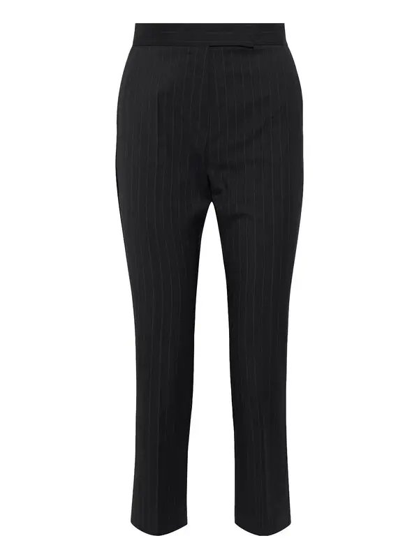 Max Mara Cropped Pinstriped Wool Straight-leg Pants - Black