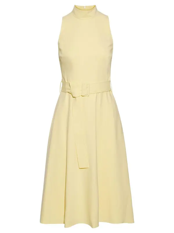 Black Halo Lylah Belted Cady Dress - Pastel Yellow