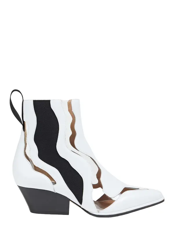 SERGIO ROSSI Pvc-trimmed Leather Ankle Boots - White