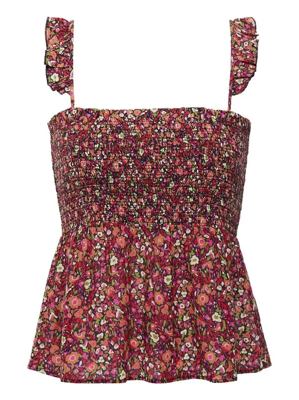 Ba&sh Sweety Shirred Floralprint Crepe Top - Multicolor