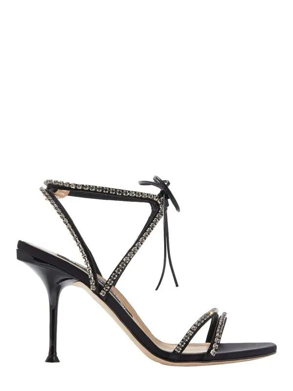 SERGIO ROSSI Sr Milano Crystal-embellished Satin Sandals - Black