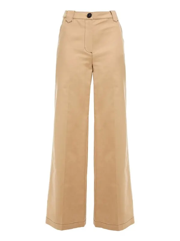 Ba&sh Stretch-cotton Wide-leg Trousers - Beige