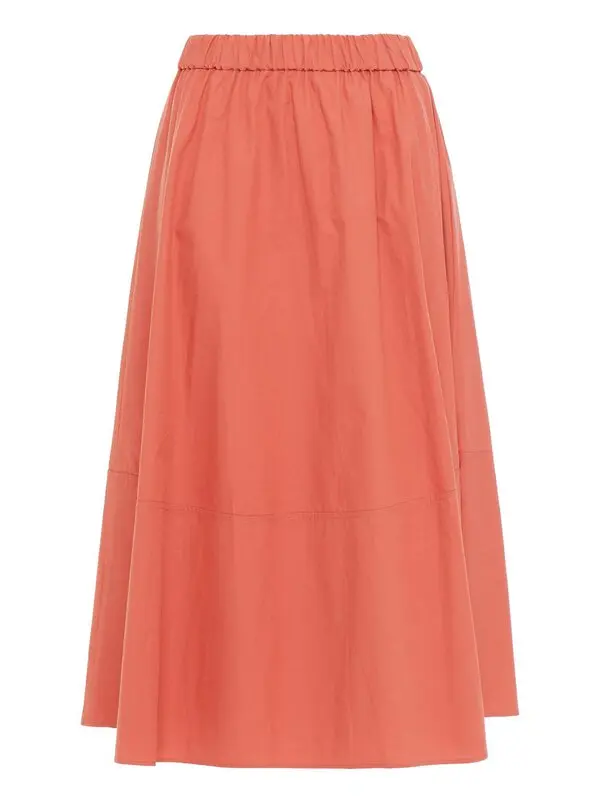 Ba&sh Gathered Cotton Poplin Midi Skirt - Peach