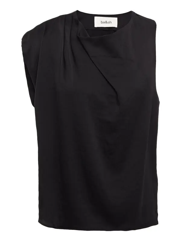 Ba&sh Rosier Asymmetric Satin-crepe Top - Black