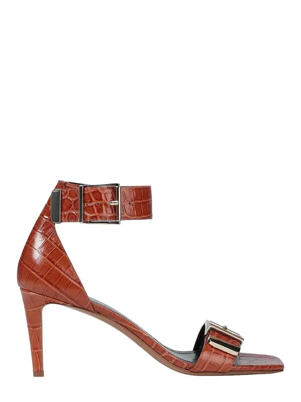 Zimmermann Buckled Croceffect Leather Sandals - Tan