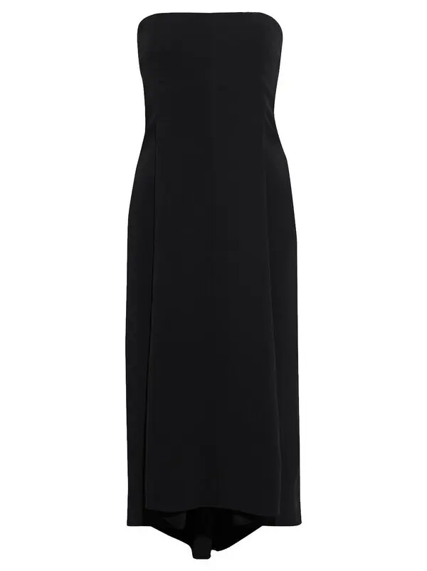 Victoria Beckham Strapless Sequined Tulle-paneled Crepe Midi Dress - Black