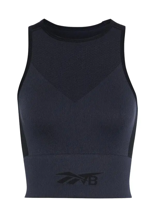 Reebok X Victoria Beckham Two-tone Stretch-jacquard Cropped Tank - Dark Gray
