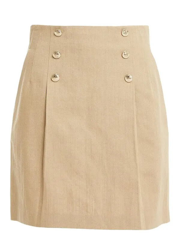 Sandro Embellished Pleated Mini Skirt - Sand