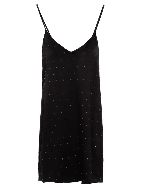 Amiri Embellished Stretch-silk Satin Mini Slip Dress - Black